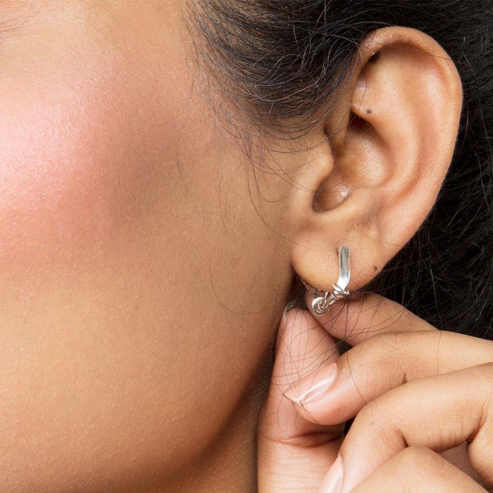 Double Dagger Hoop Silver Earrings