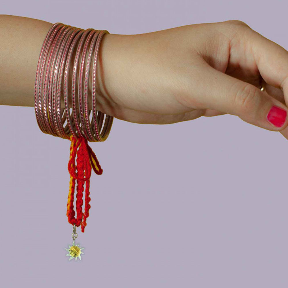 Sunshine Silver Charm Lumba Rakhi Bracelet