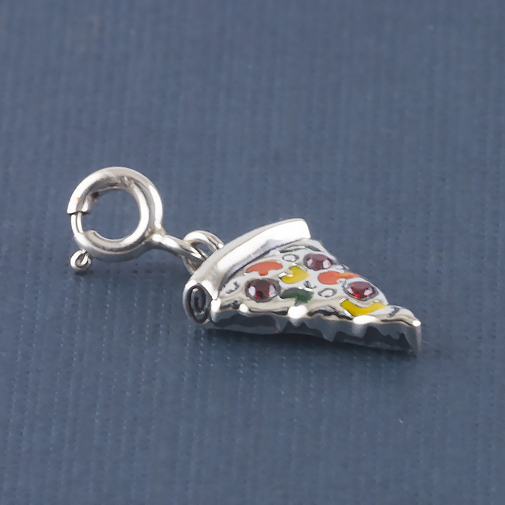 Pizza Slice Silver Charm