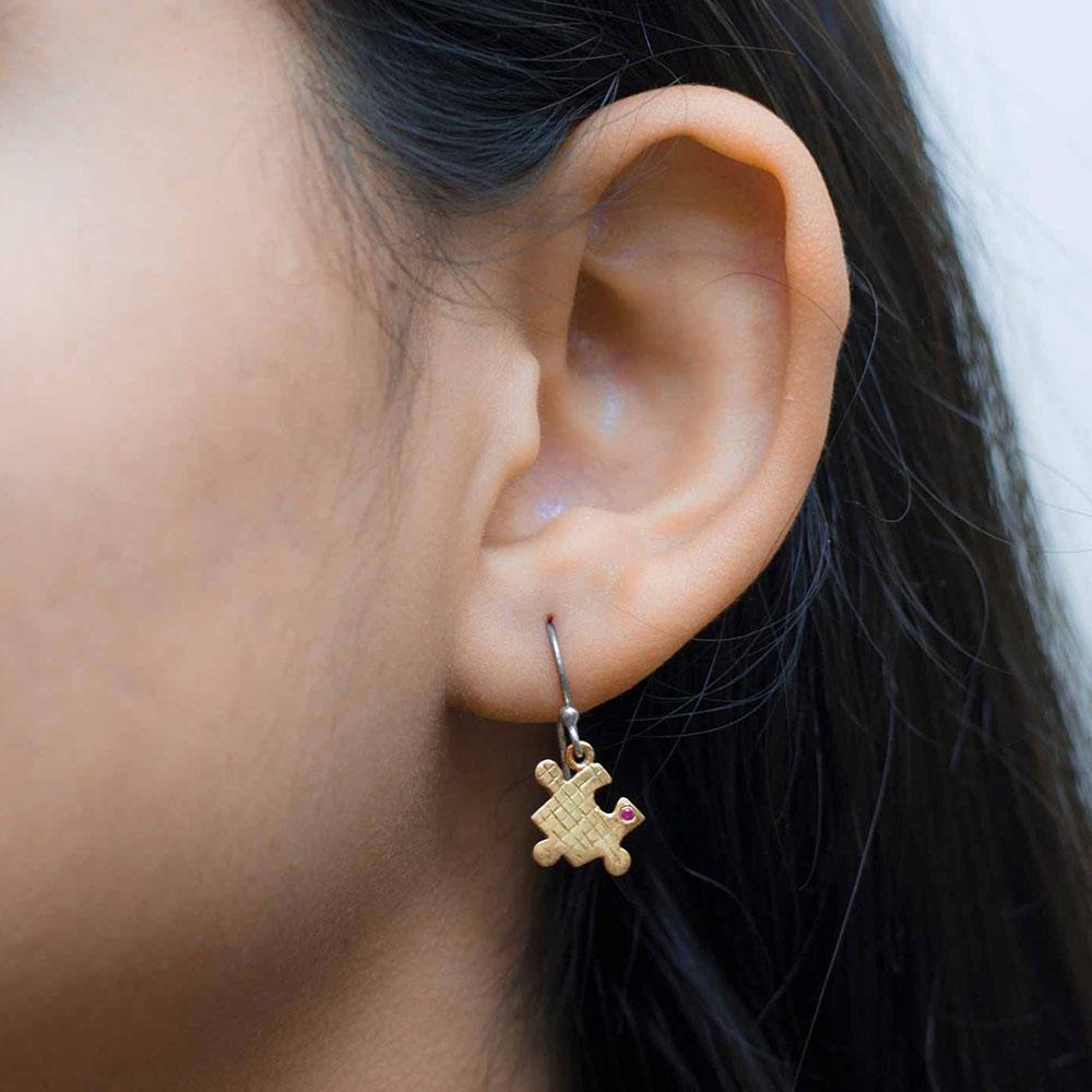 A Perfect Fit Puzzle Silver Dangler Earrings