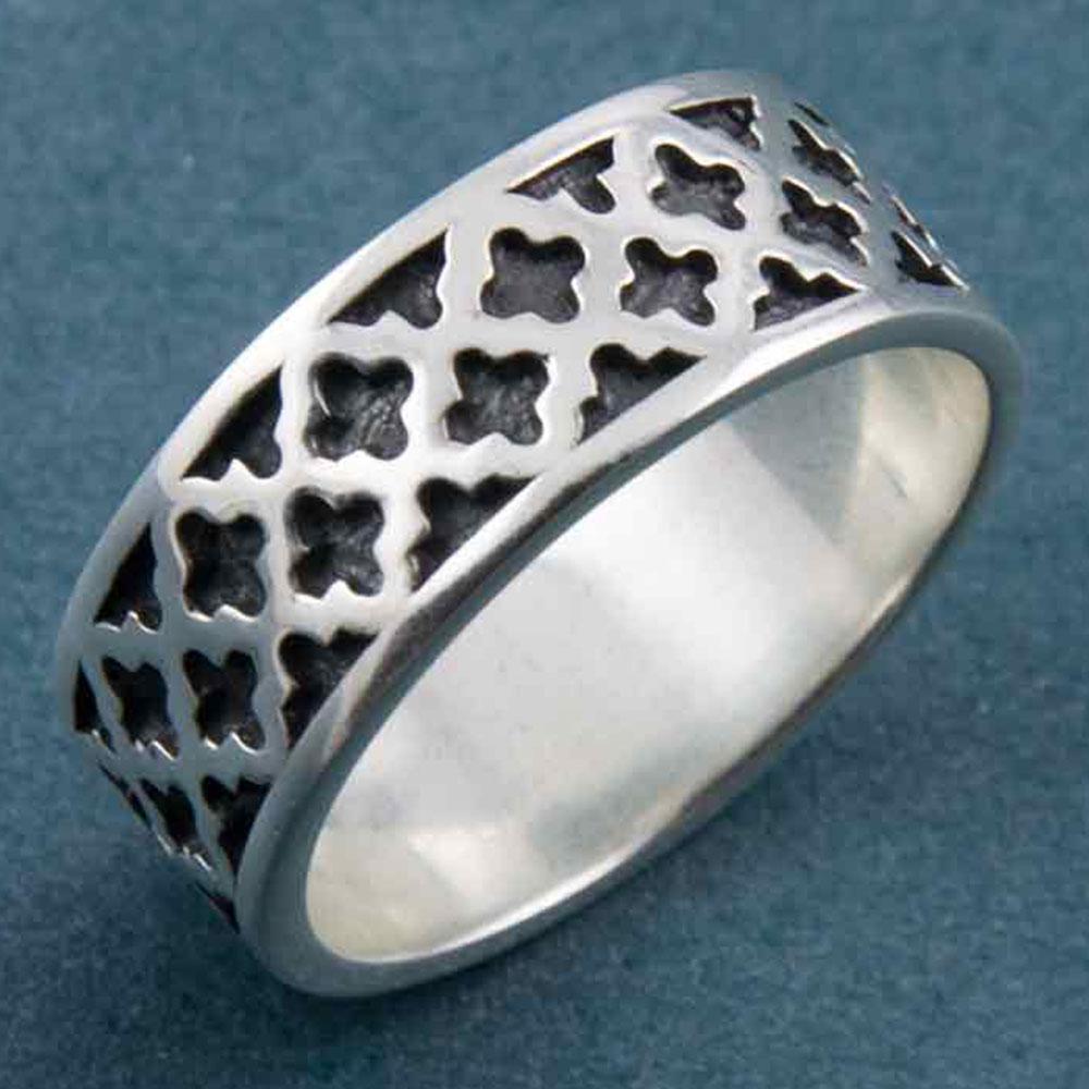 Lattice Silver Band Ring for Him