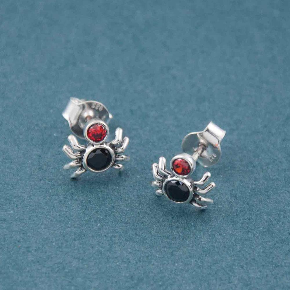 Spider Stud Silver Earrings